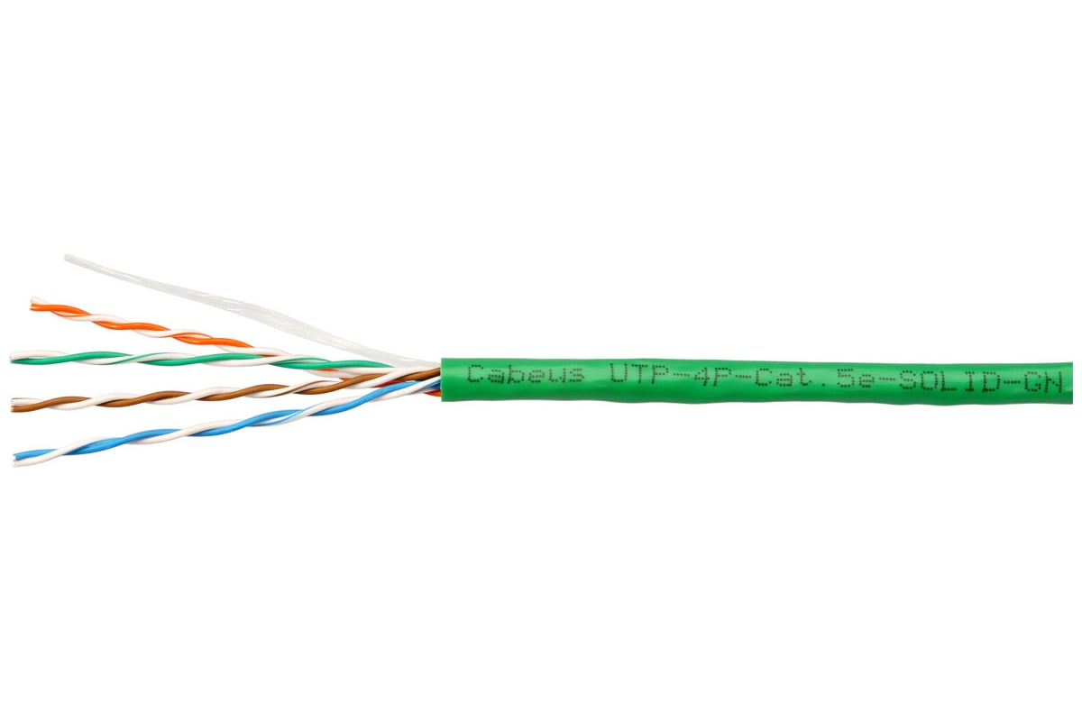 Кабель витая пара Utp U Utp Cabeus категория 5e 4 пары 24 Awg одножильный Pvc нг А Ls