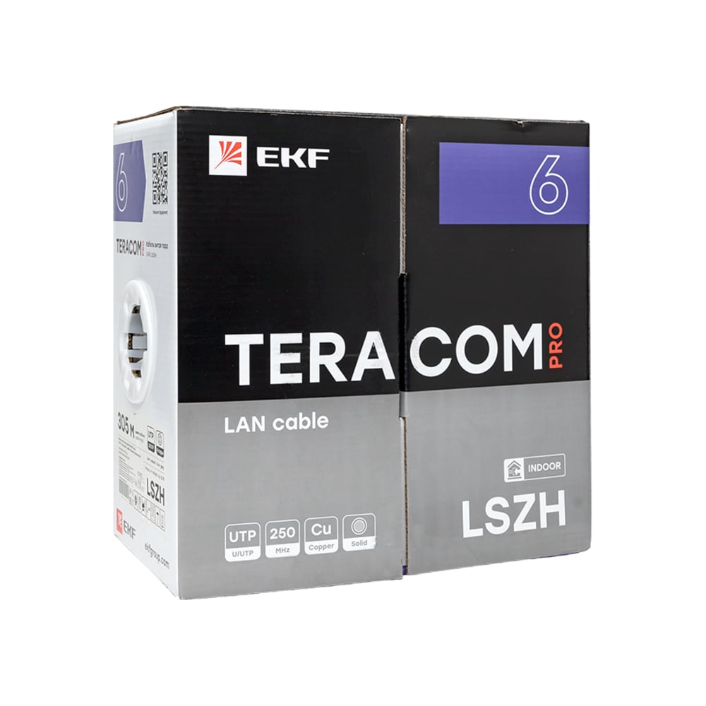 Кабель витая пара EKF TERACOM pro cat.6 u/utp 4 пары solid 23awg оболочка lszh нг(а)-hf, цвет ...