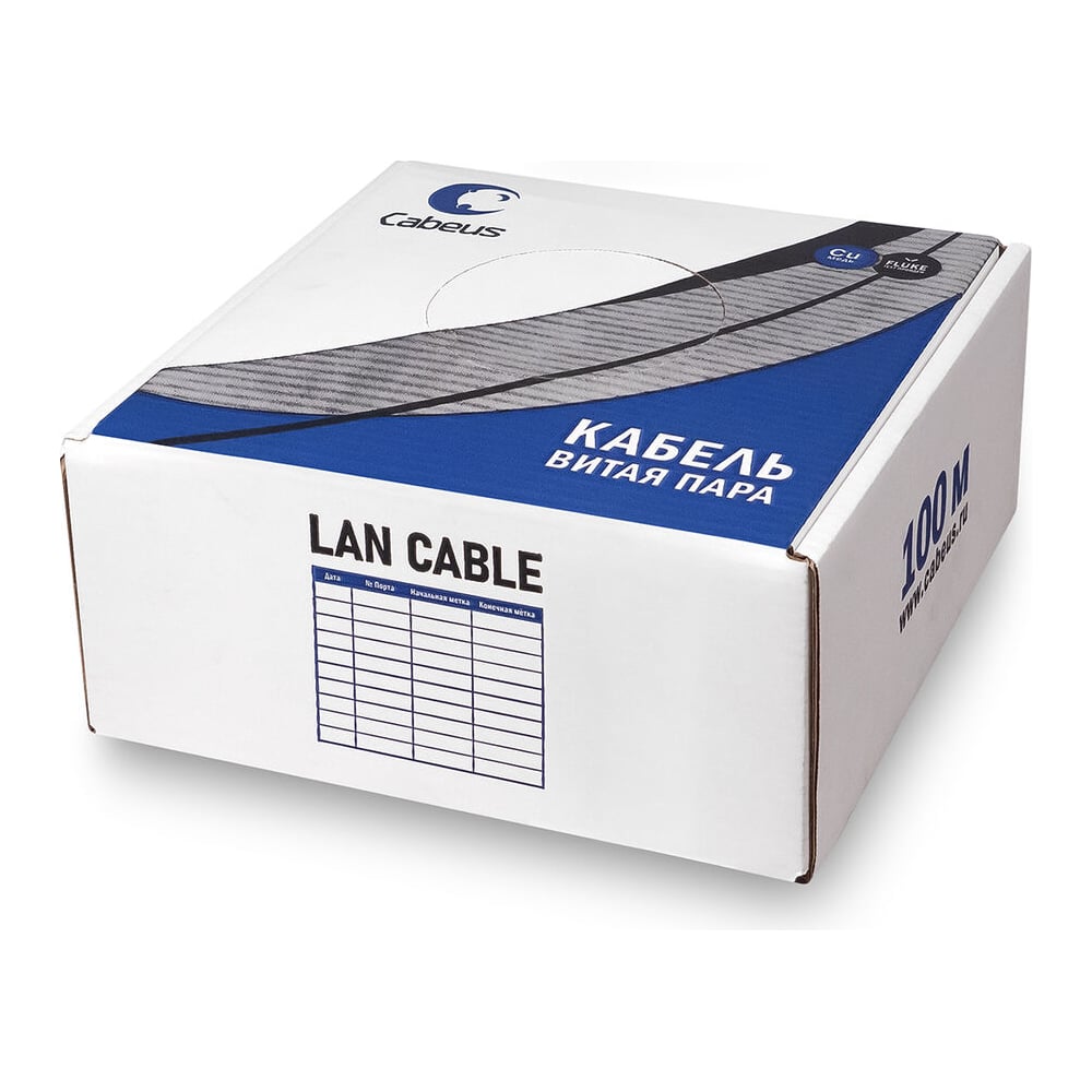 Кабель витая пара Cabeus Utp U Utp категория 5e 4 пары 24 Awg одножильный Pvc нг а Ls