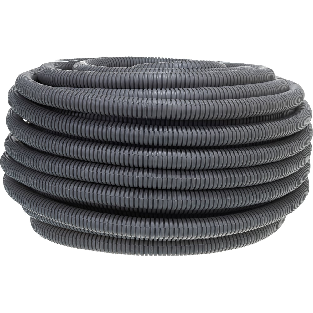 Гофрированная труба ЭРА ПВХ серый d 25мм с зондом легкая 50м Б0020113 ...