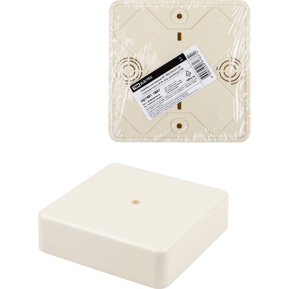 Коробка распределительная TDM ELECTRIC 100х100х29 ОП, слоновая кость, IP40 SQ1401-1807 ...