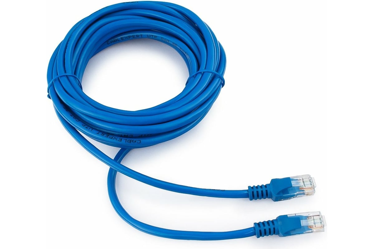 Патч-корд Cablexpert UTP кат.5e, 5м, литой, многожильный синий PP12-5M ...