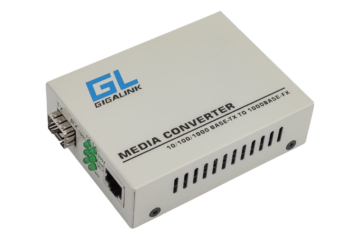 Конвертер UTP-SFP GIGALINK 10/100/1000Мбит/с в 1000Мбит/с GL-MC-UTPG ...