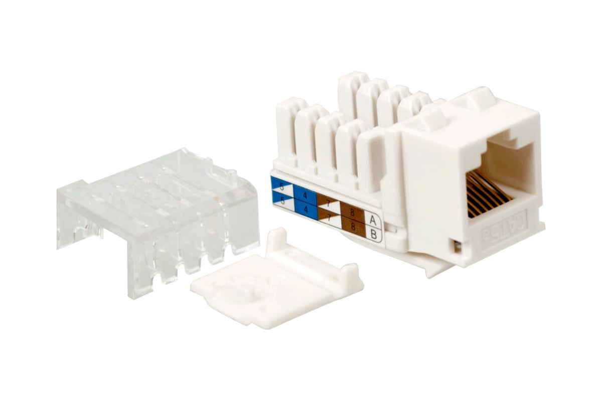Вставка Keystone RJ-45 LANMASTER категория 5e, белая, со шторкой, узкая ...