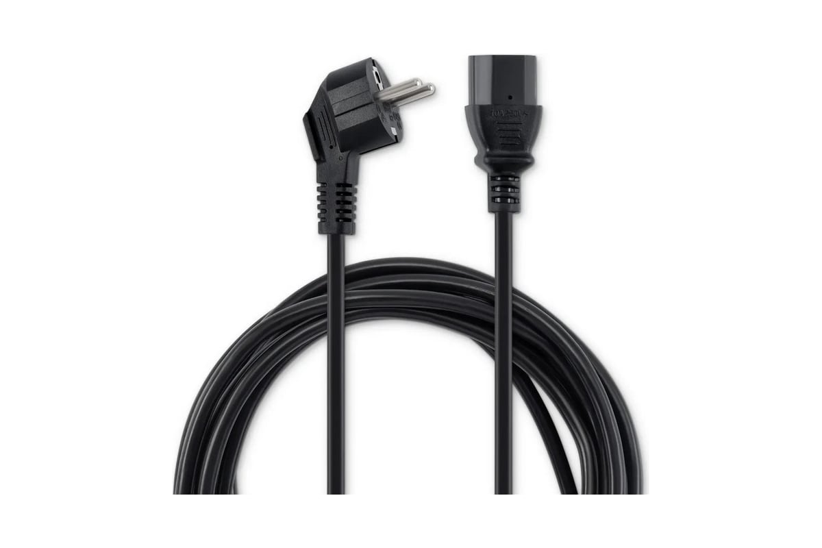 Кабель BURO BU-PCAB-5M-16A IEC C13 Евровилка угловой 5м 1856231 ...