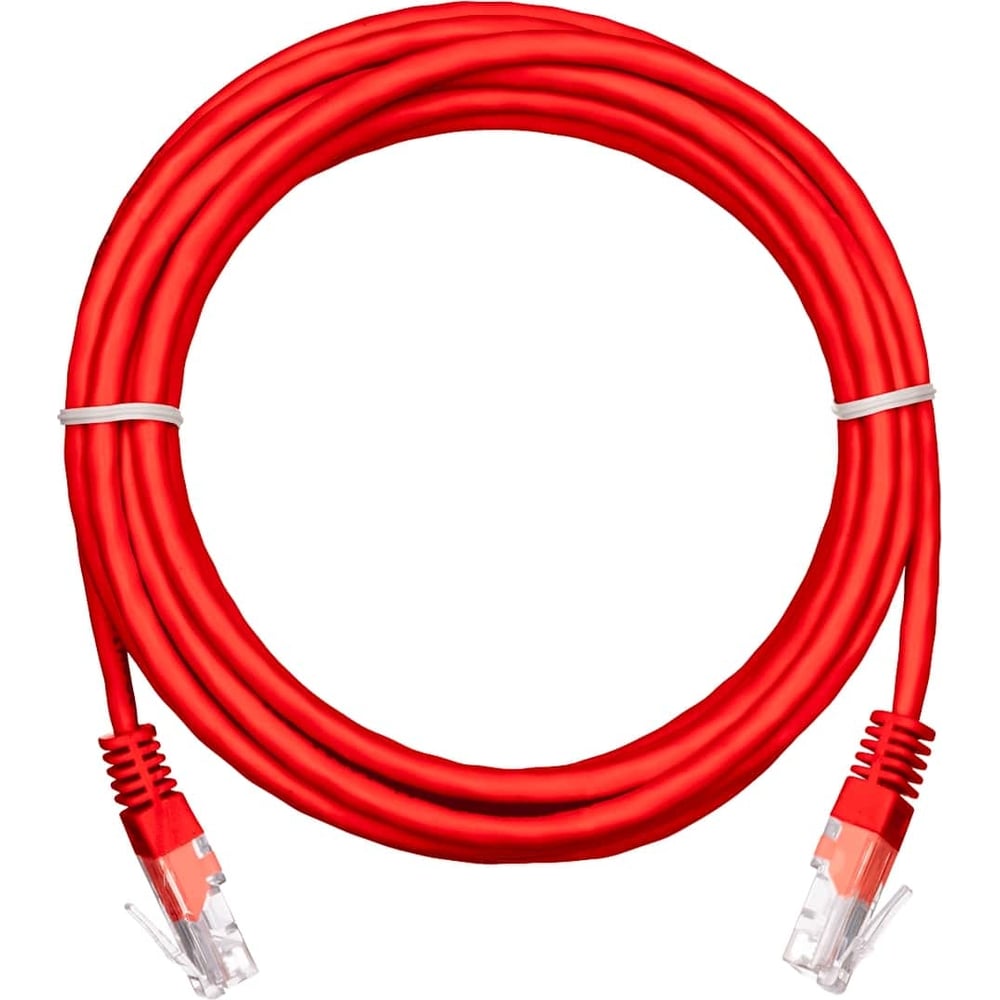 Шнур NETLAN U/UTP 4 пары, категория 5e, PVC, красный, 10м, 5шт. EC-PC4UD55B-BC-PVC-100-RD-5 ...
