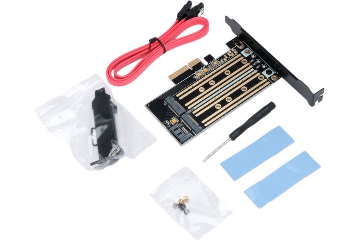 Адаптер Gembird для двух SSD M.2 (NVMe+SATA) в разъем PCI-e, коробка ...