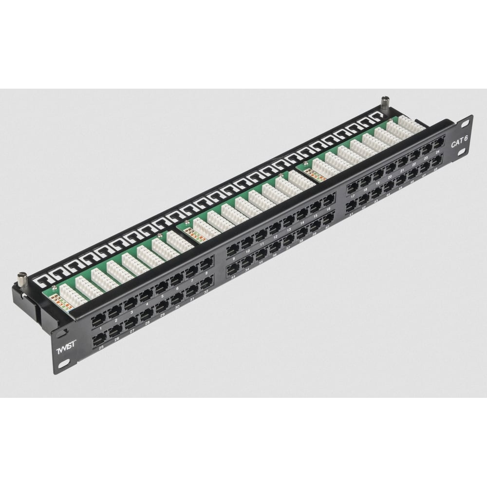 Патч-панель TWIST UTP 19" 1U 48 портов RJ-45 Cat.6 DUAL IDC PP-19-1U-48 ...