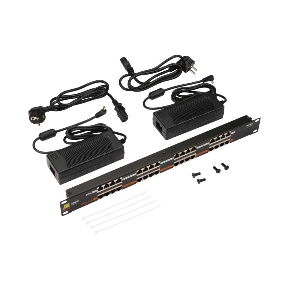 Панель LANMASTER POE, 16 портов, 48V, 7.5W, с адаптером, LAN-PP16-POE/A ...