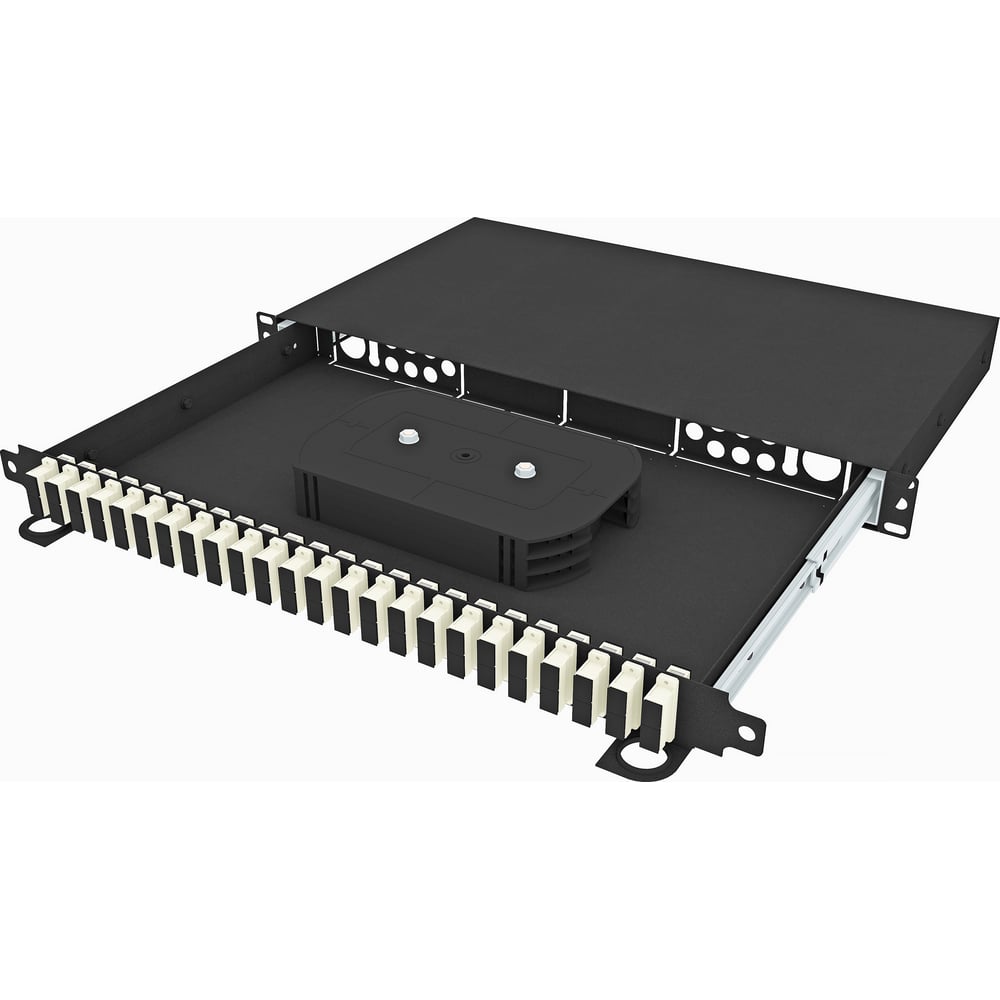 Оптический стоечный выдвижной кросс TopLAN 19, укомплектованный, КРСв-Top-1U-48SC/U-OM2-BK ...