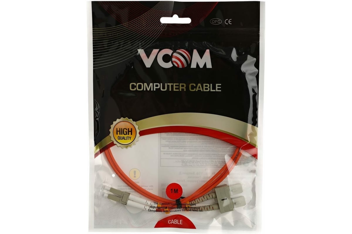 Оптический шнур VCOM LC-SC, UPC, многомодовый, Duplex VDU302-1M ...