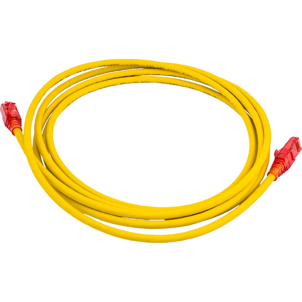 Патч-корд Hyperline PC-LPM-UTP-RJ45-RJ45-C5e-3M-LSZH-YL U/UTP, Cat.5е 100% Fluke Componen 30926 ...