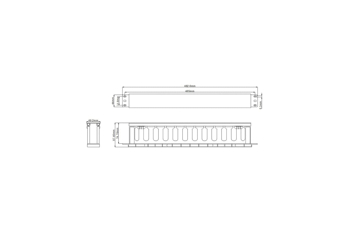 Кабельный организатор Hyperline CM-1U-D75-PL-COV пластиковый с крышкой ...
