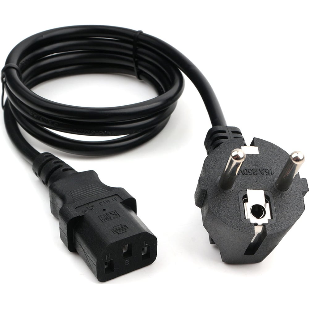 Кабель питания Cablexpert Schuko- C13, 6А, черный, с заземлением 1м PC ...