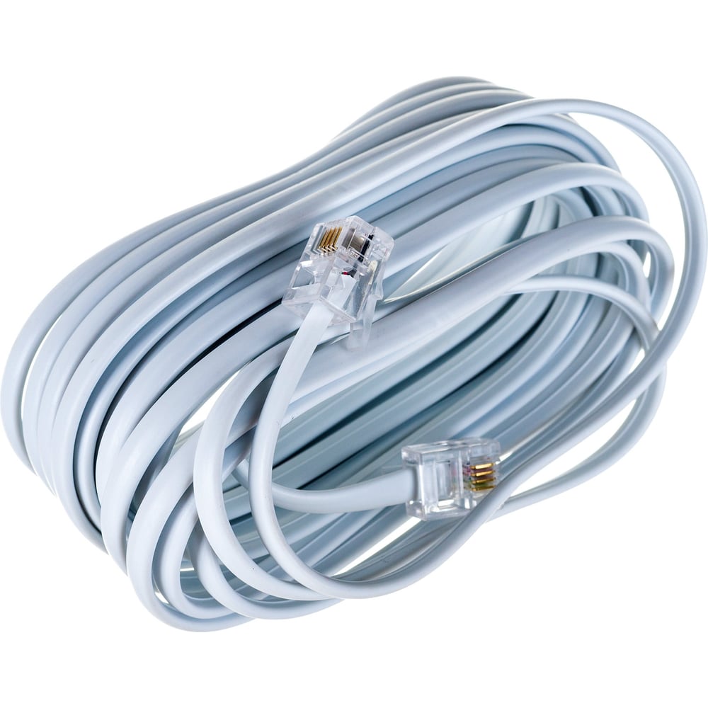 Телефонный удлинитель REXANT RJ-11 (6P-4C), 5 м, белый 18-3051 ...