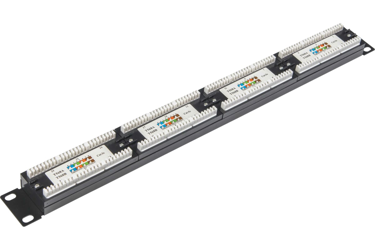 Патч-панель TWIST 19, 1U, 24 порта, RJ-45, cat. 5e, тип 110 PP-19-1U-24 ...