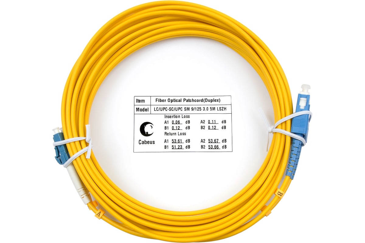Оптический шнур Cabeus simplex lc-fc 9/125 sm 1,5м lszh FOP(s)-9-LC-FC ...