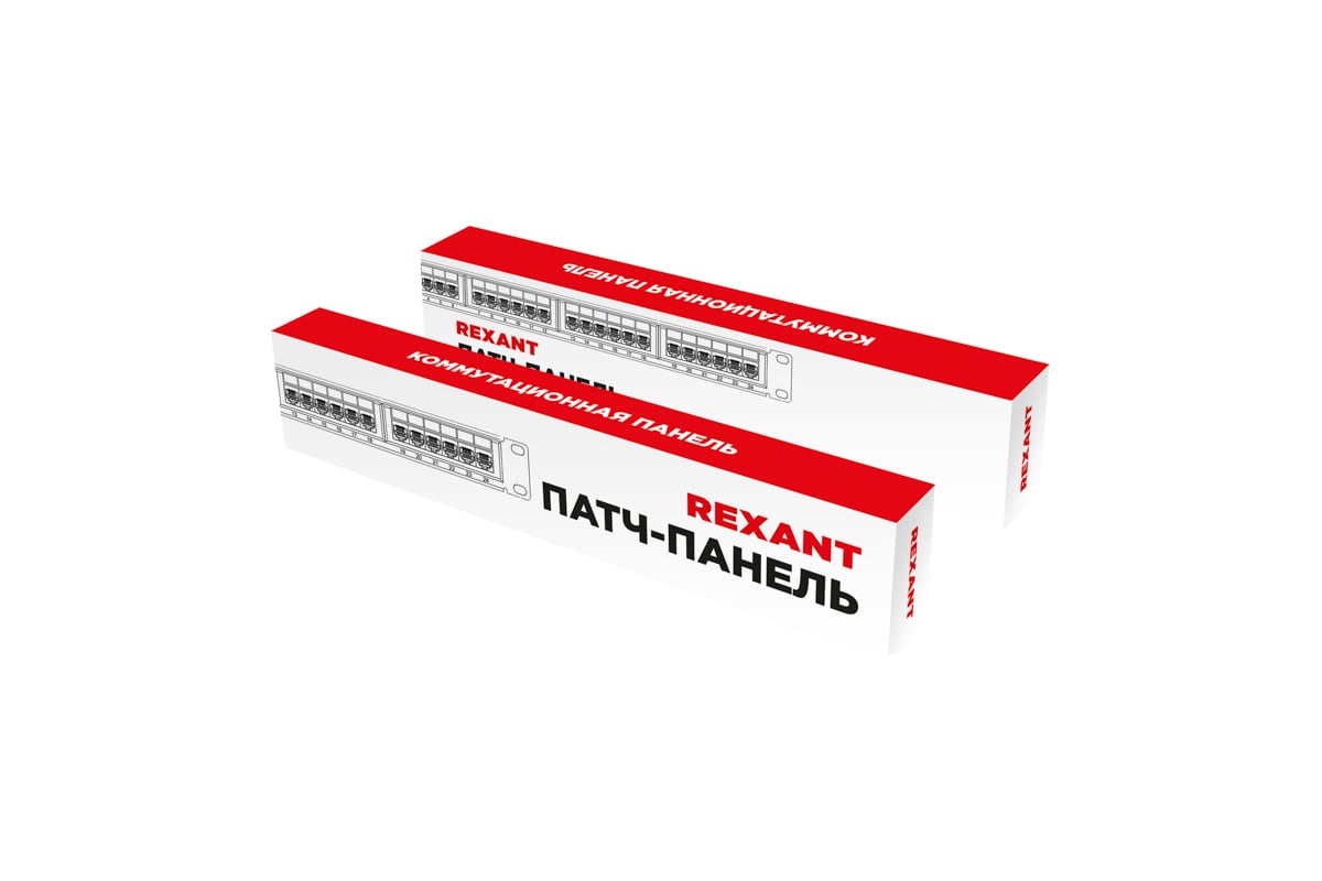 Коммутационная панель с кабельным органайзером REXANT 19", 1U, 24 порта, UTP, RJ-45, CAT 5e, PRO ...