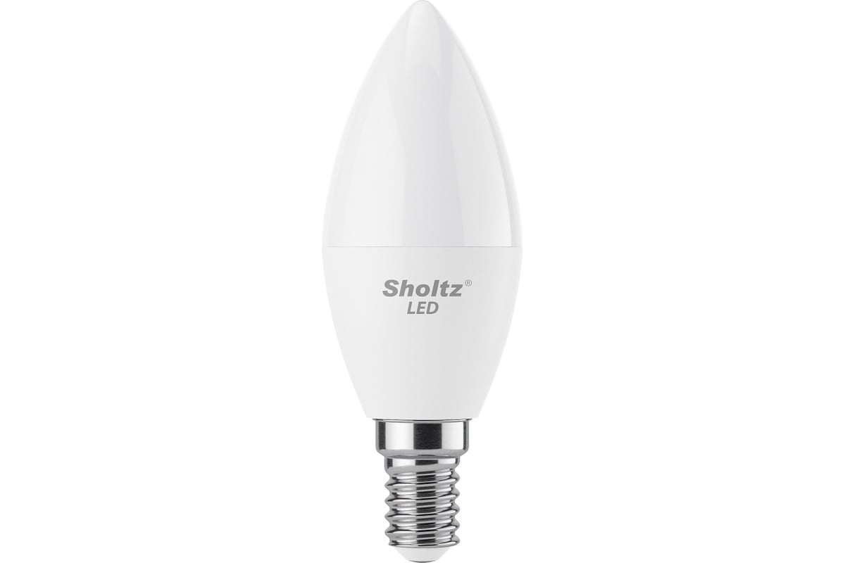 Комплект из 5 светодиодных ламп Sholtz свеча 5Вт E14 2700К C37 220-240В ...