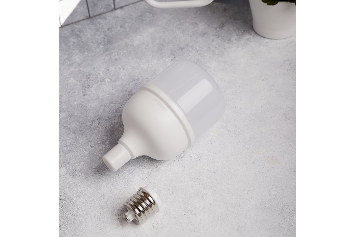 Светодиодная высокомощная лампа REXANT, 50Вт E27 с переходником на E40 4750лм 6500K холодный ...