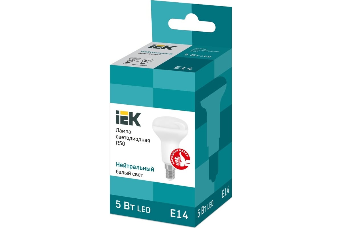 Светодиодная лампа IEK ECO R50 рефлектор 5Вт 230В 4000К E14 LLE-R50-5 ...