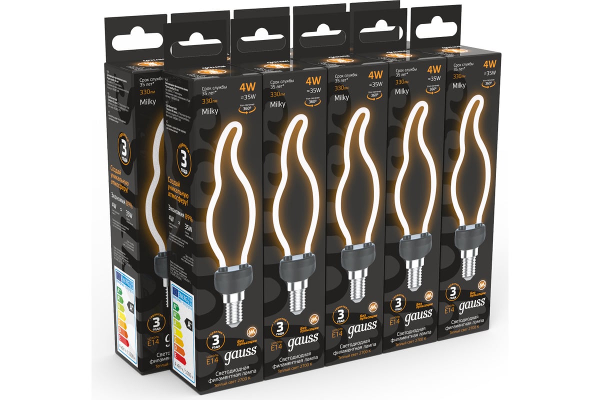 Лампа LED Gauss Filament Bulbless CT35 Milky E14 4W 330lm 2700K ...