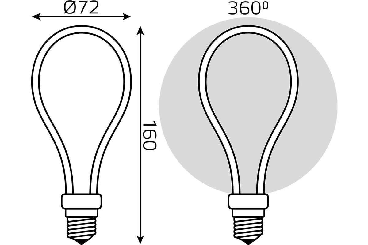 Лампа LED Gauss Filament Bulbless A72 Milky E27 4W 330lm 2700K 72х160mm ...