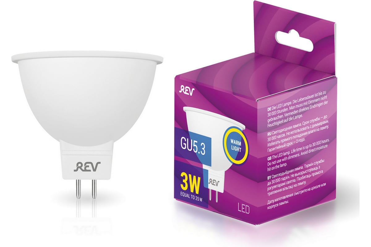 Светодиодная лампа LED MR16 GU5.3 3Вт 3000K REV 32320 4 - выгодная цена ...