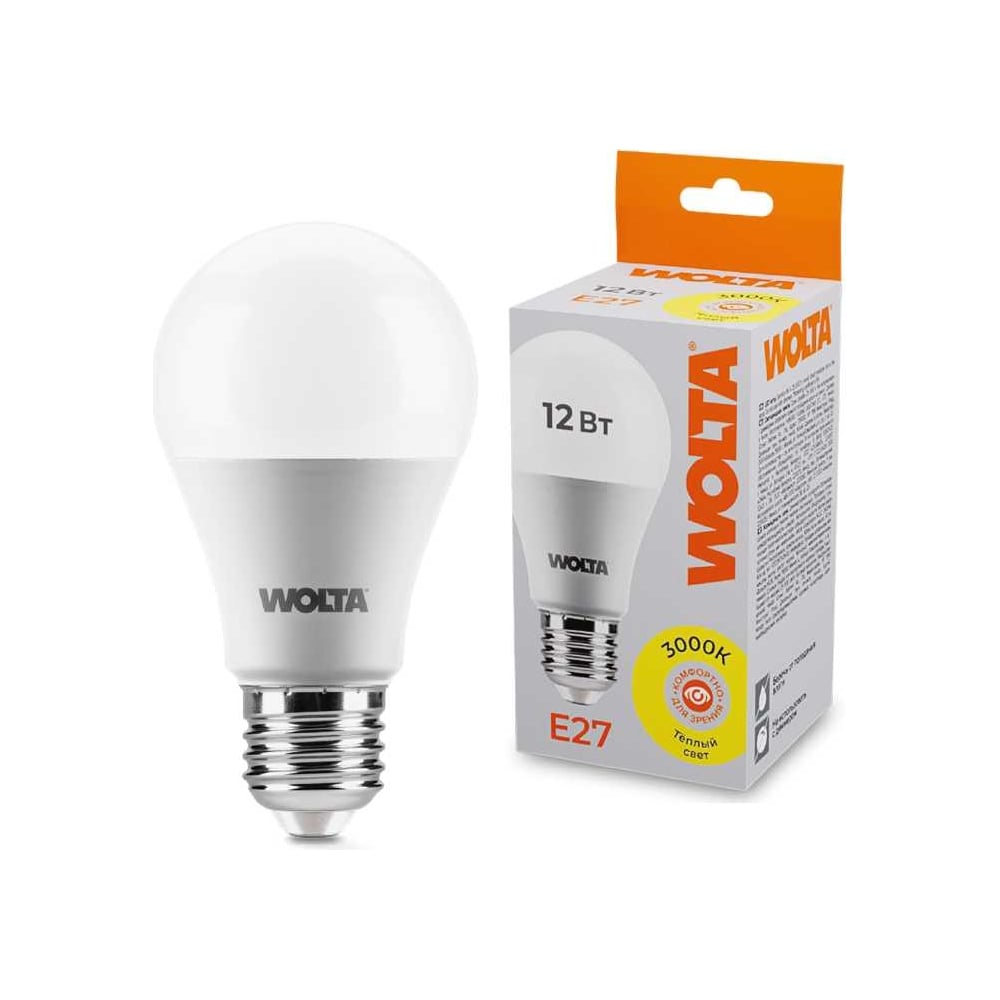 Лампа Wolta 12 Вт LED, 3000K, 25Y60BL12E27 - выгодная цена, отзывы ...
