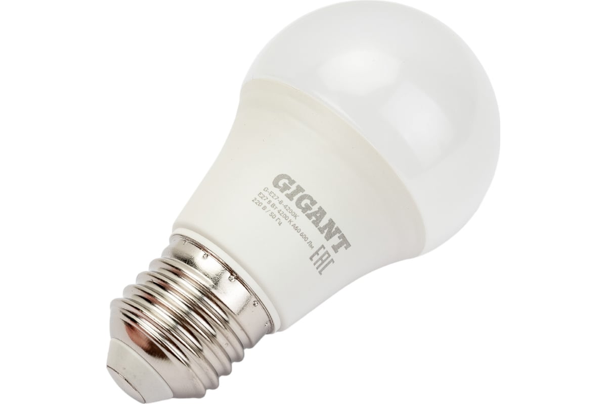 Светодиодная лампа Gigant E27 8Вт 4200К А60 600Лм G-E27-8-4200K ...