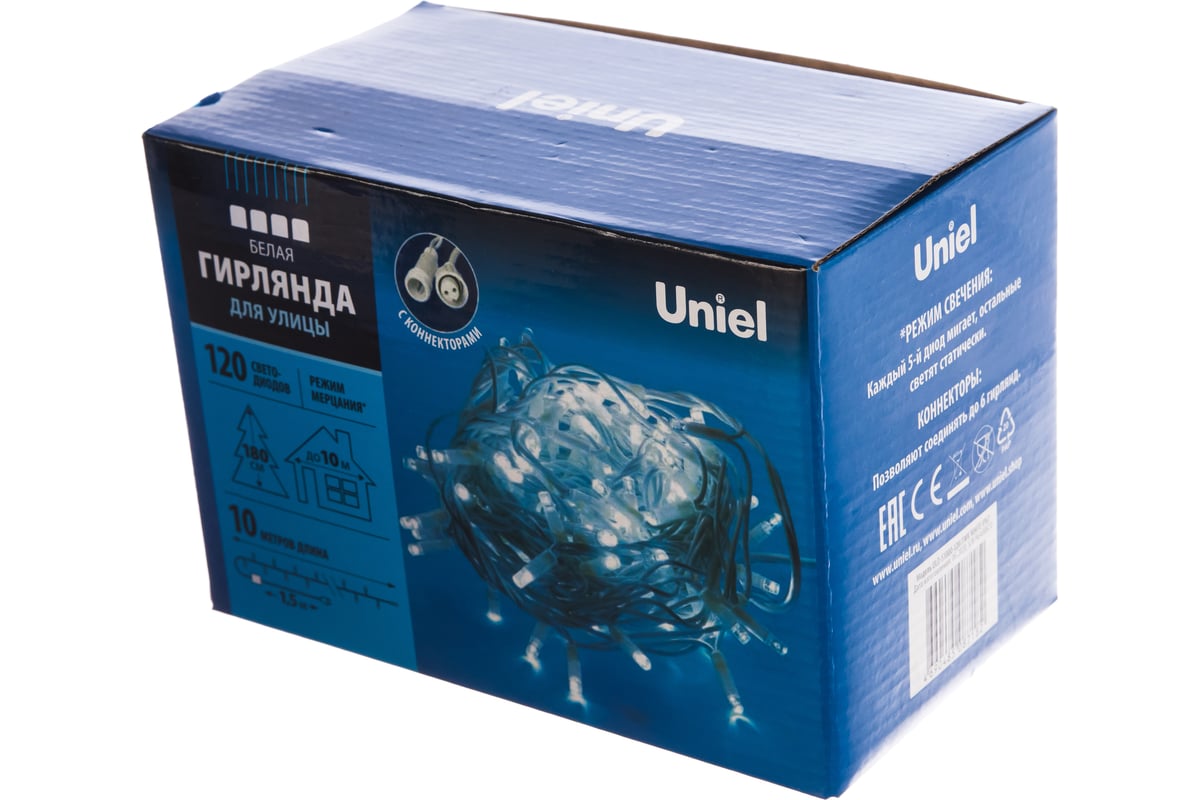 Светодиодная гирлянда с эффектом мерцания Uniel ULD-S1000-120/TWK WHITE ...