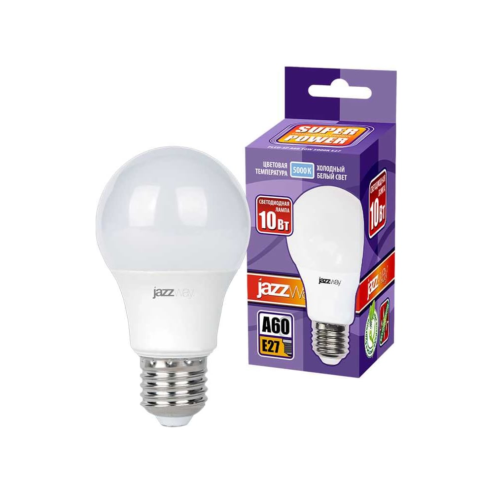 Светодиодная лампа Jazzway PLED-SP 10Вт A60 грушевидная 5000К холодный белый E27 790лм 230В/50Гц ...