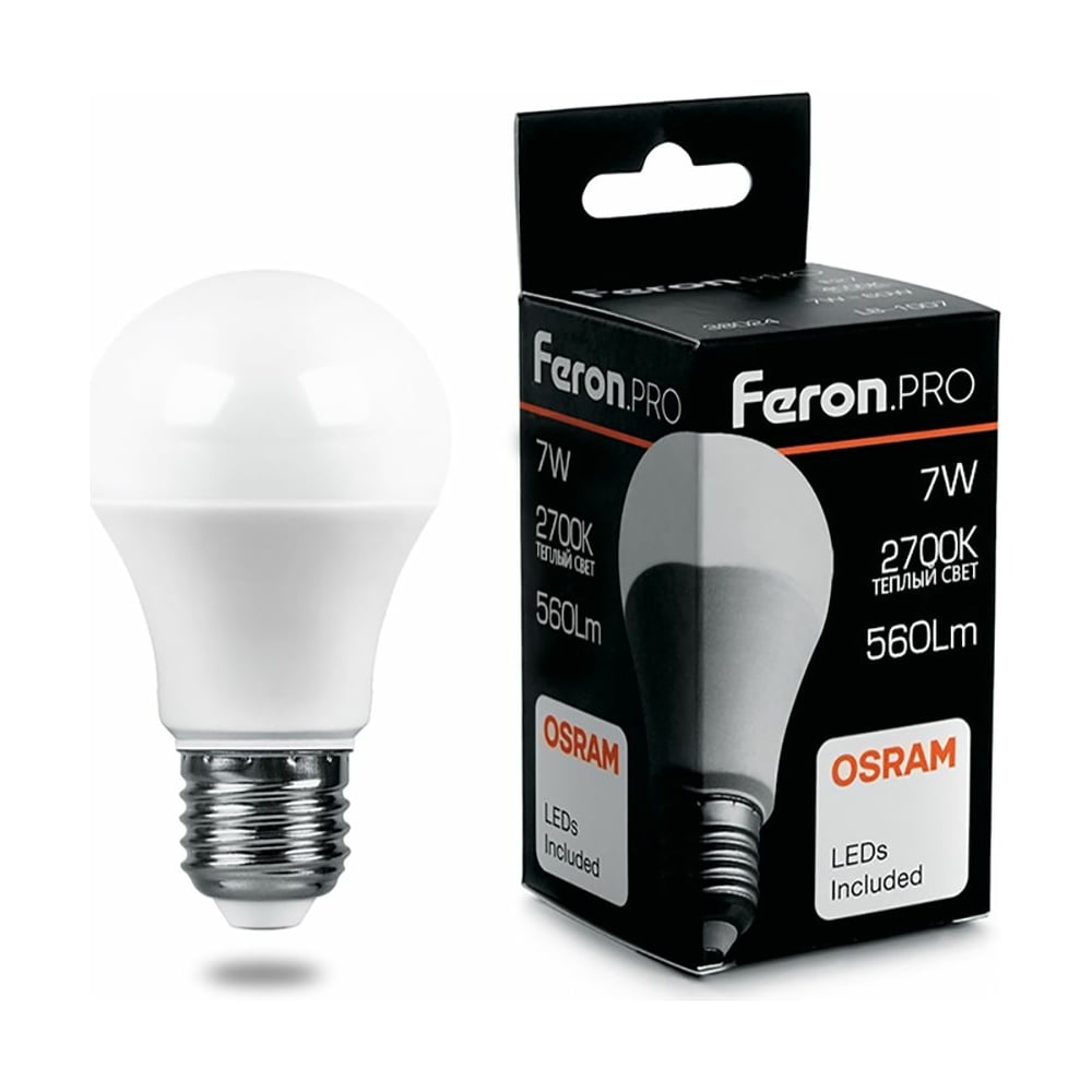 Светодиодная лампа FERON PRO LB-1007 шар E27 7W 2700K OSRAM LED 38023 ...