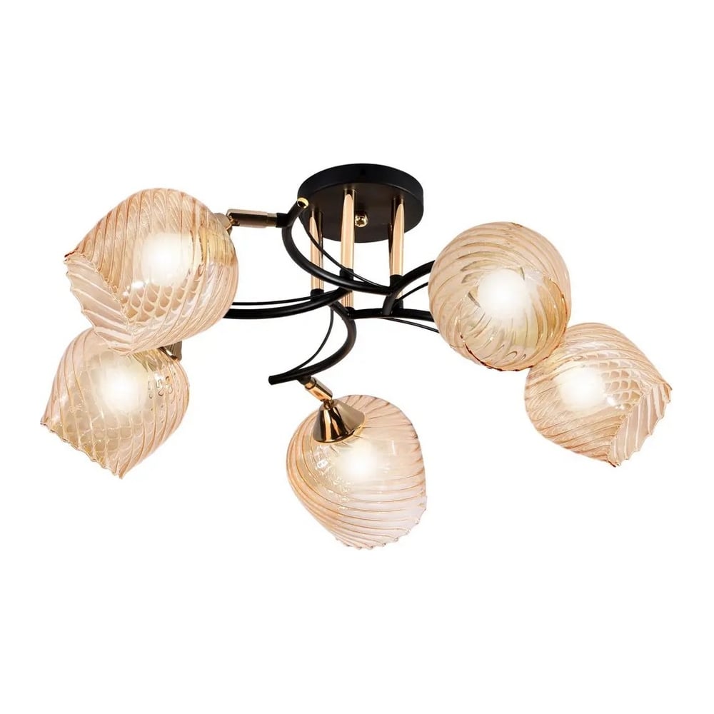 Люстра потолочная ЭЛЕТЕХ 21305-2/5 черный золото (Плафон 8271) НПБ 01 ...