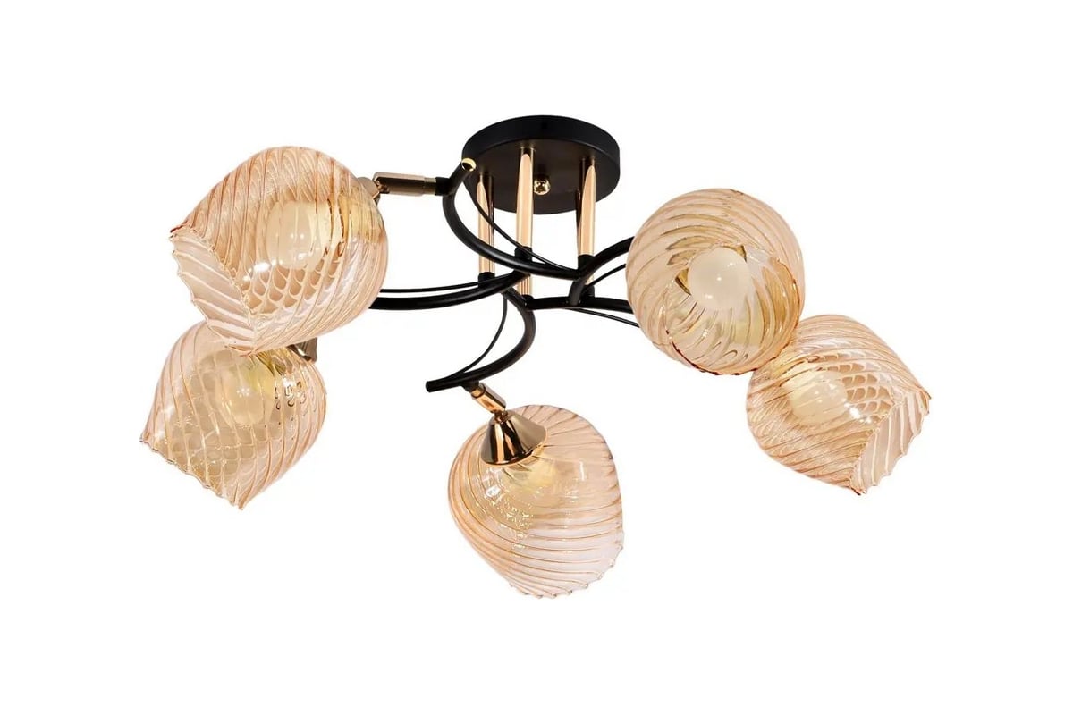 Люстра потолочная ЭЛЕТЕХ 21305-2/5 черный золото (Плафон 8271) НПБ 01 ...