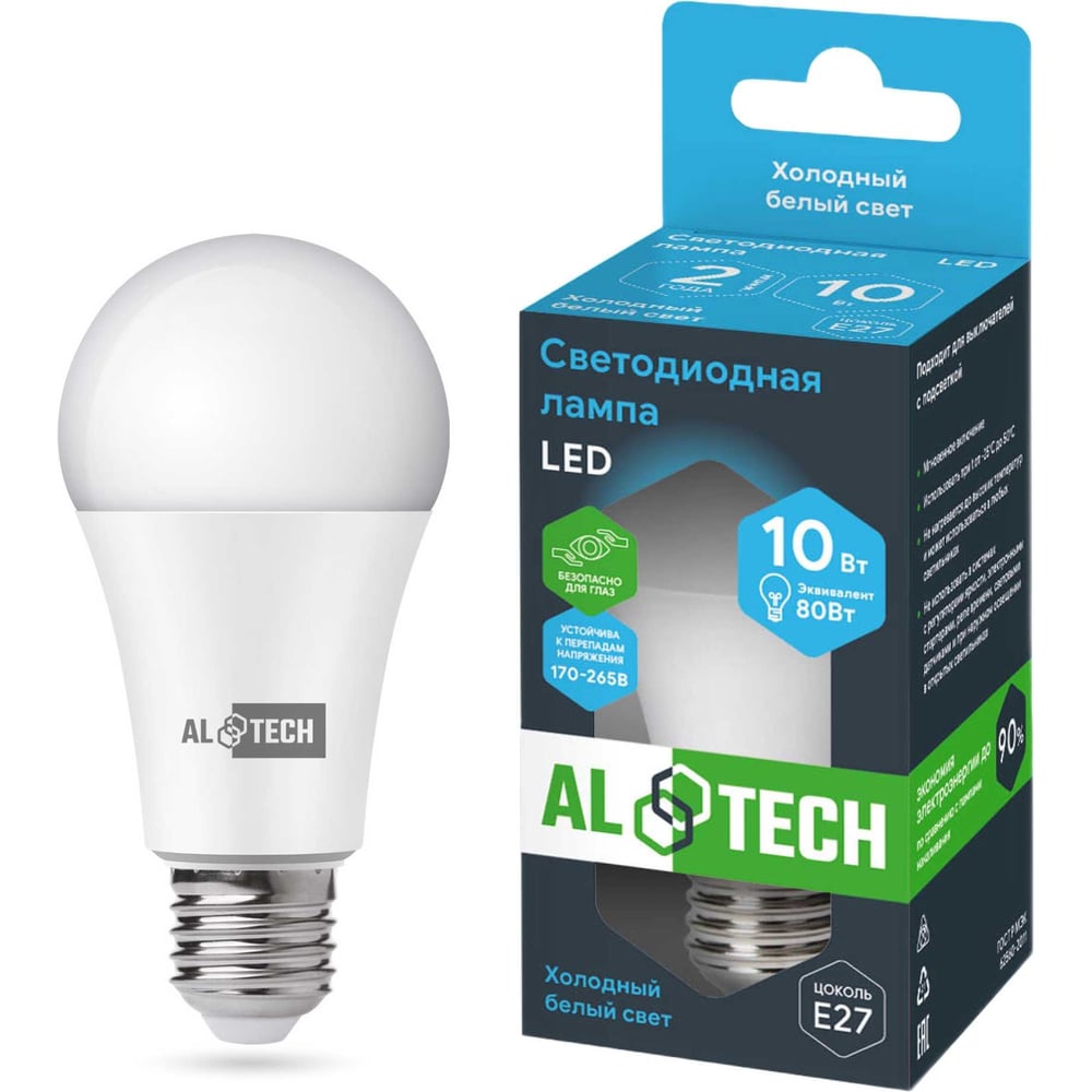 Лампочка светодиодная ALTECH LED Р60-10W-865-E27 10Вт груша холодный ...