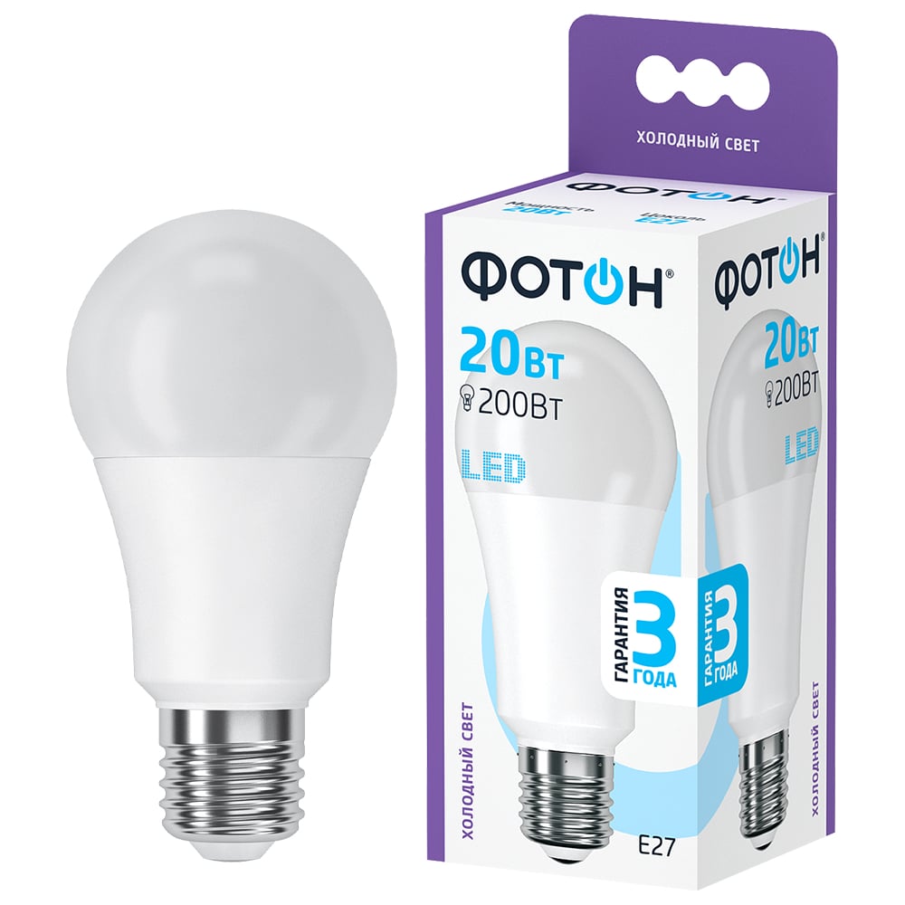 Светодиодная лампа ФОТОН LED A80 20W E27 6500K 23395 - выгодная цена ...