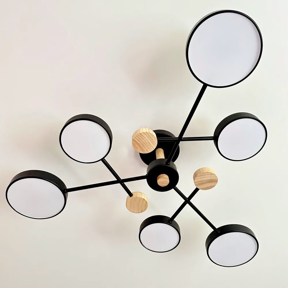 Люстра JUPITER LIGHTING 3000K-45W;6000K-45W;4000K-90W XI-3221/6 BK+WOOD ...