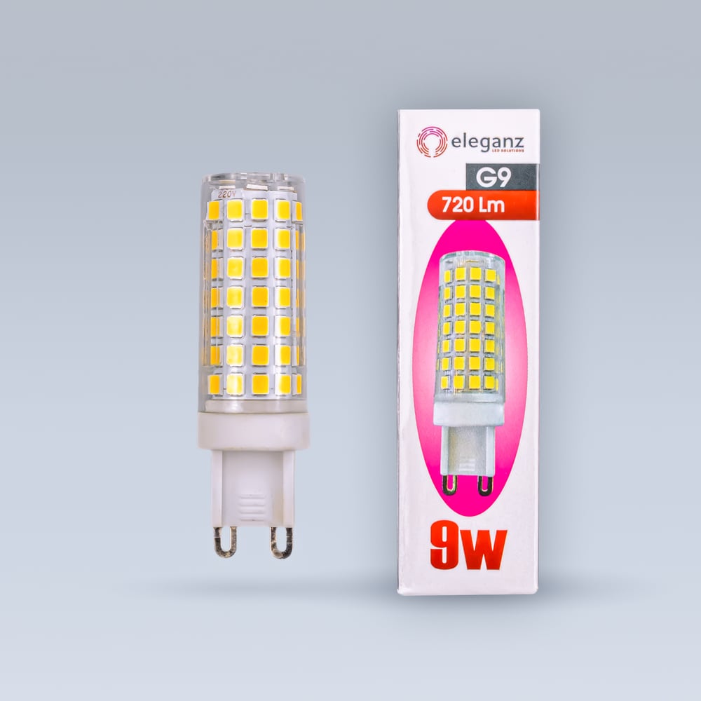 Светодиодная лампа ELEGANZ G9 9W нейтральная 4500К 220V (Д16*В63мм ...
