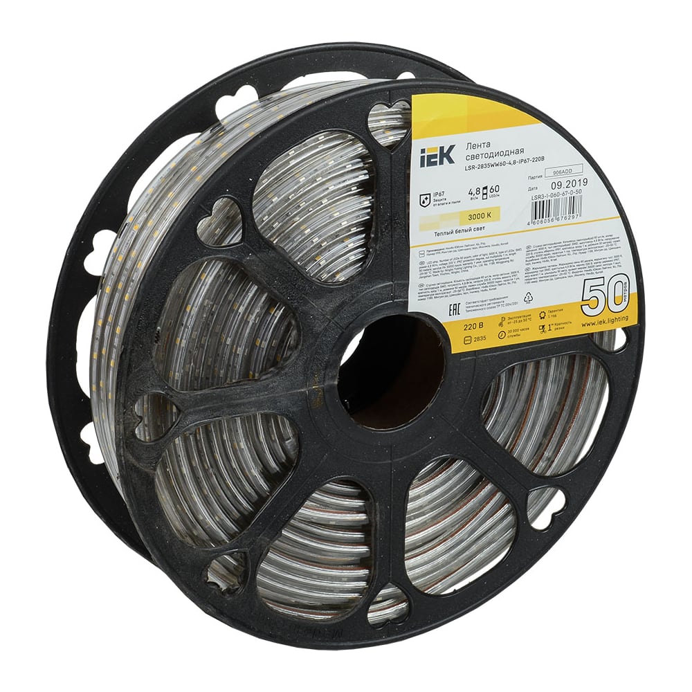 Лента IEK LED 50м LSR-2835W60-4, 8-IP67-220В LSR3-2-060-67-0-50 ...