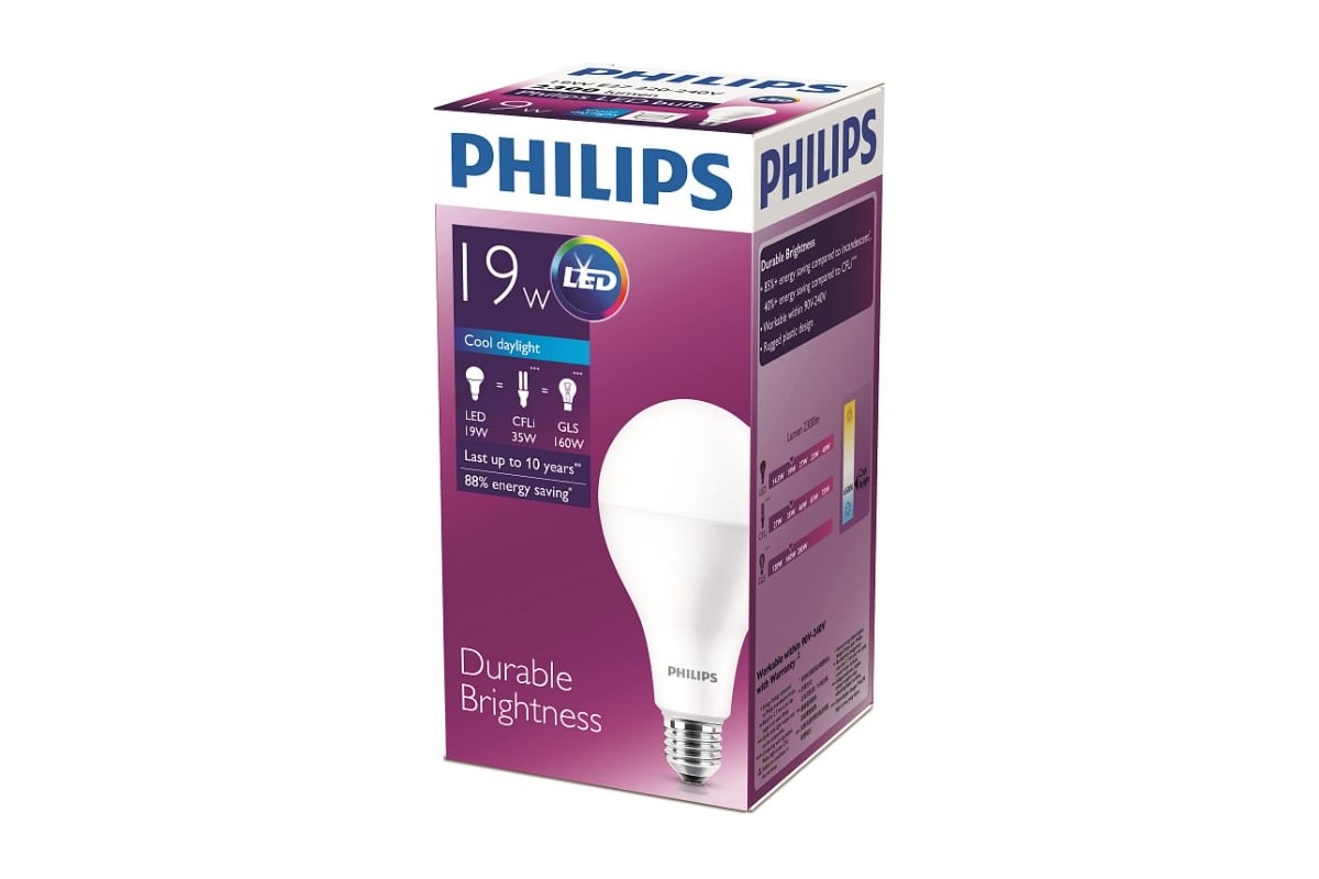 Светодиодная лампа PHILIPS E27 19W = 160W холодный дневной свет ...