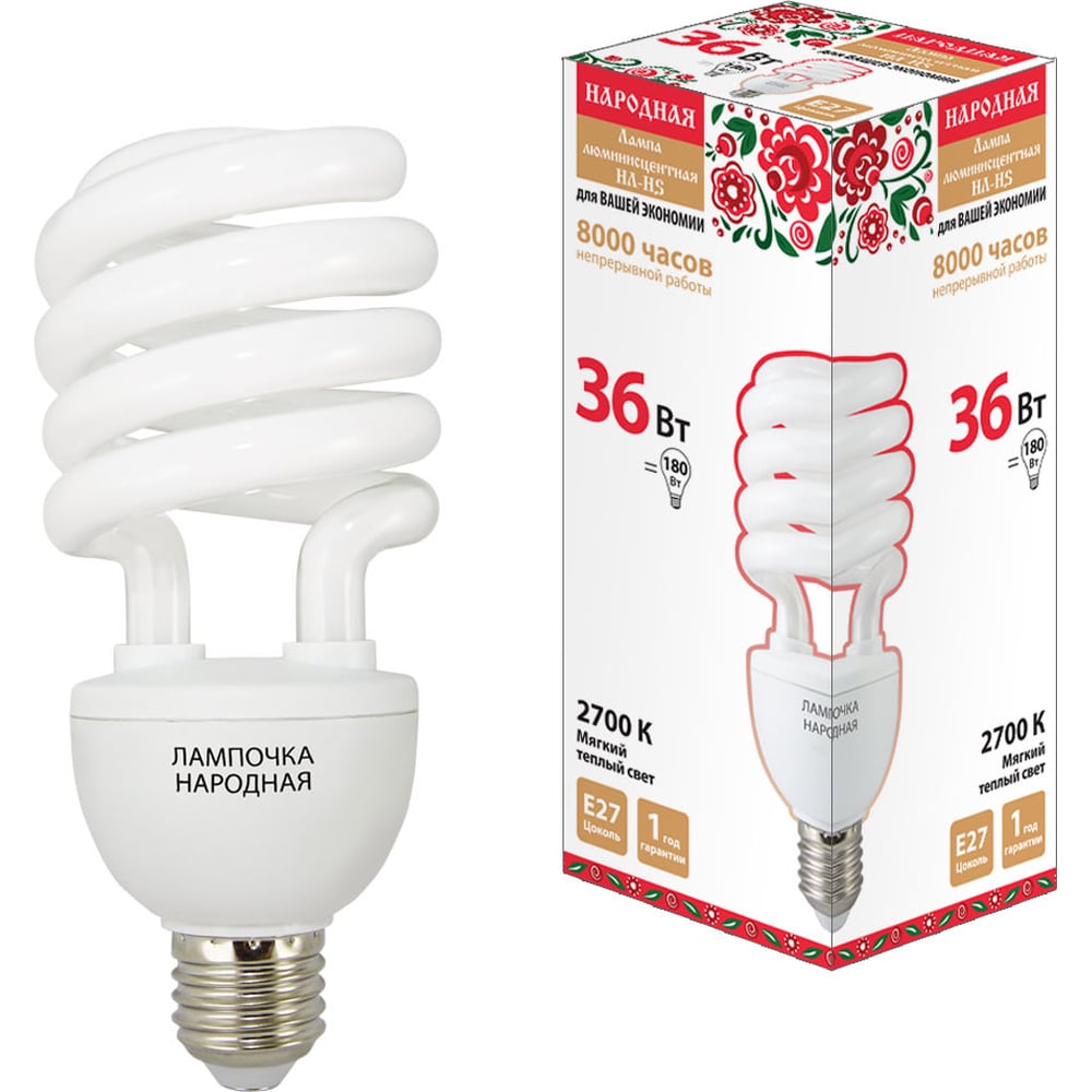 Люминесцентная лампа TDM НЛ-HS-36 Вт-2700 К–Е27 SQ0347-0031 - выгодная ...