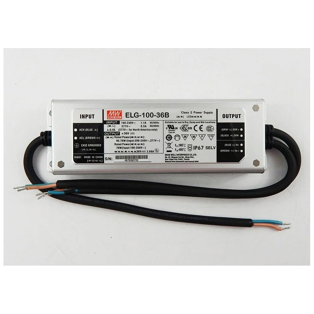 Блок питания Mean Well ELG-100-36B-3Y AC-DC, 95,8 Вт Т02600708 ...