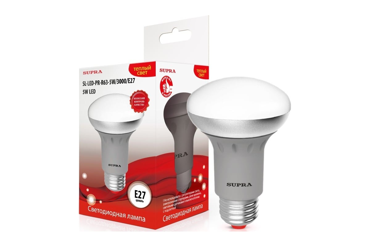 Светодиодная лампа Supra LED SL-LED-PR-R63-5W/3000/E27 - выгодная цена ...