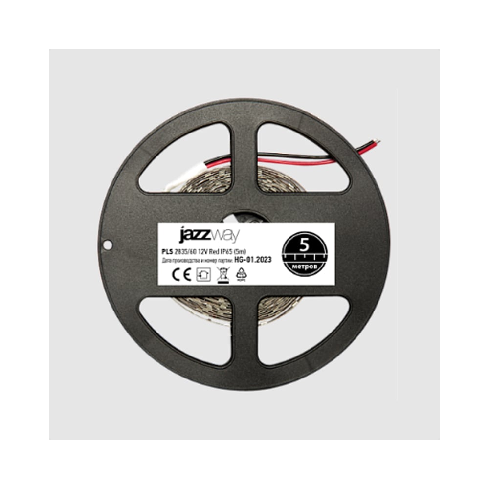 Светодиодная лента Jazzway PLS 2835/60-12V Red 6Вт/м красн. IP65 (уп.5м ...