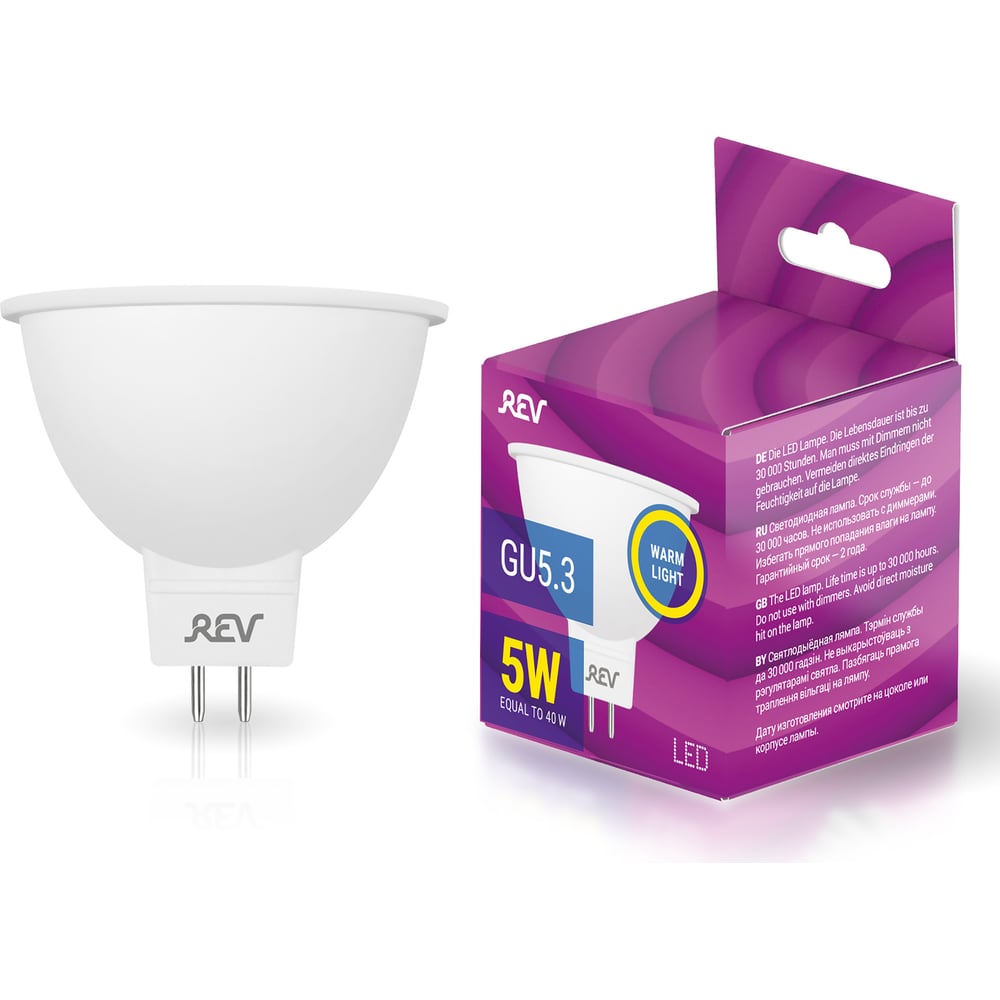 Светодиодная лампа LED MR16 GU5.3 5Вт 3000K REV 32322 8 - выгодная цена ...