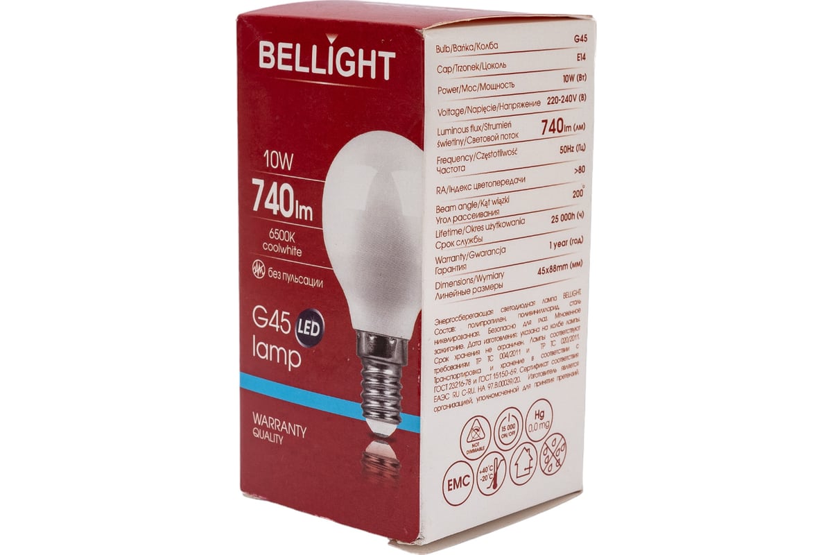 Светодиодная лампа BELLIGHT LED G45 220V/10W/E14 6500K 86853379 ...