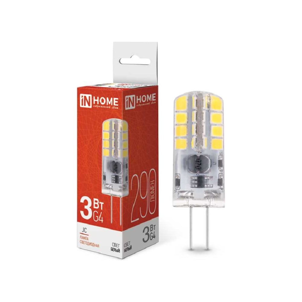 Светодиодная лампа IN HOME LED-JC 3Вт 12В G4 4000К 290Лм 4690612036021 ...