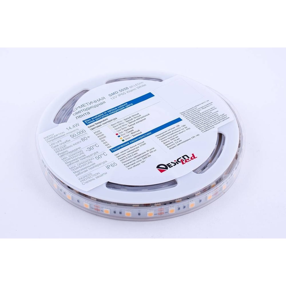 Светодиодная лента DesignLed DSG 5050 WW 60L-V12-IP65, 2700 K, 300 LED ...