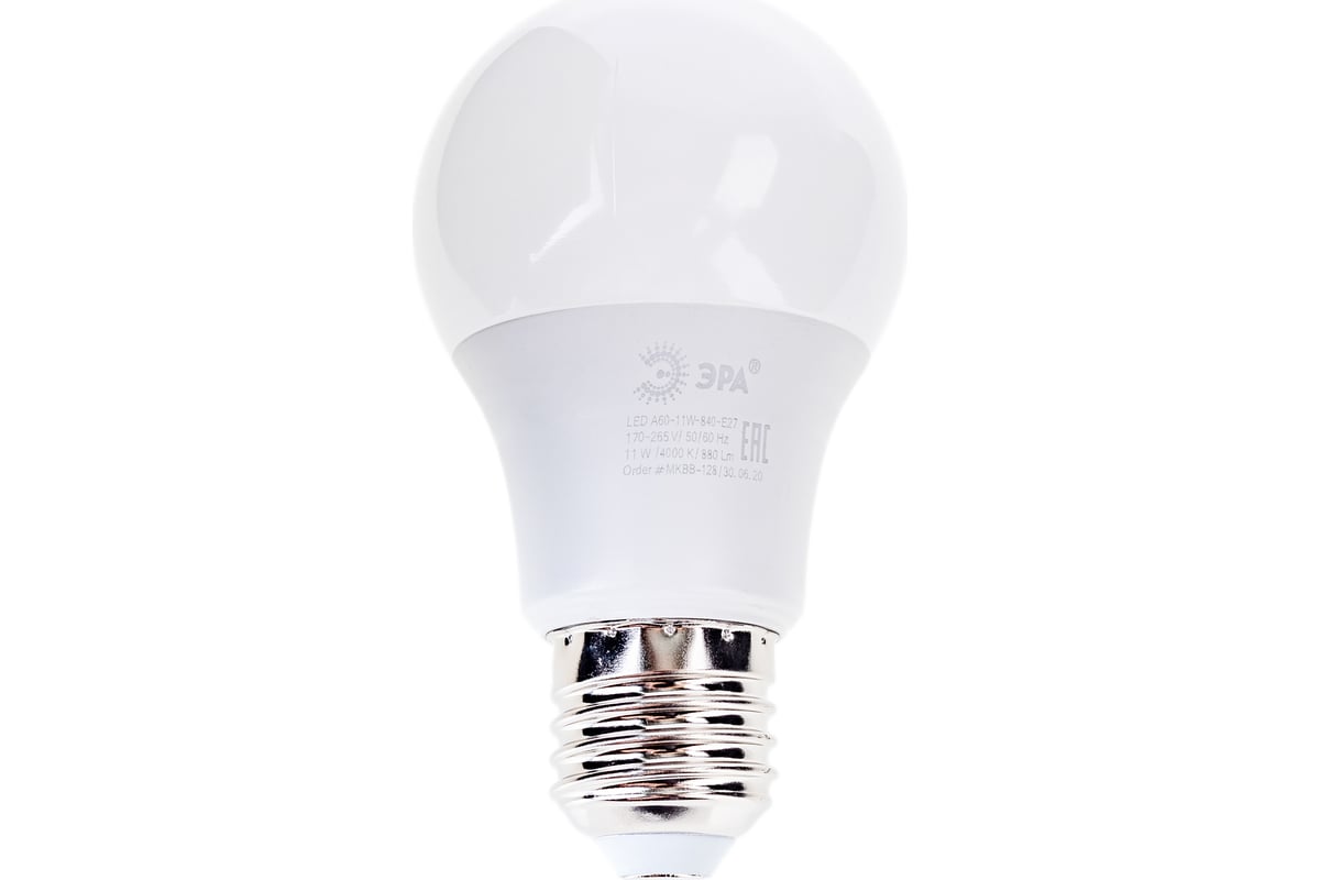 Светодиодная лампа ЭРА STD LED A60-11W-840-E27 E27 / Е27 11 Вт груша нейтральный белый свет ...